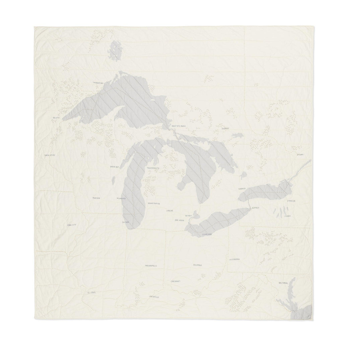 Great Lakes Map Quilt - Quilted Heirlooms by Haptic Lab