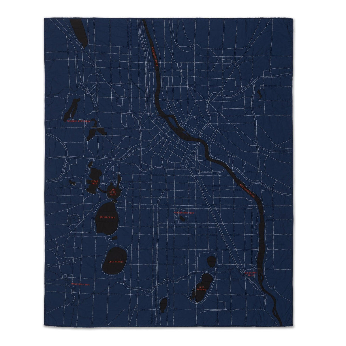 Map Quilt - Heirloom Minneapolis Quilt by Haptic Lab
